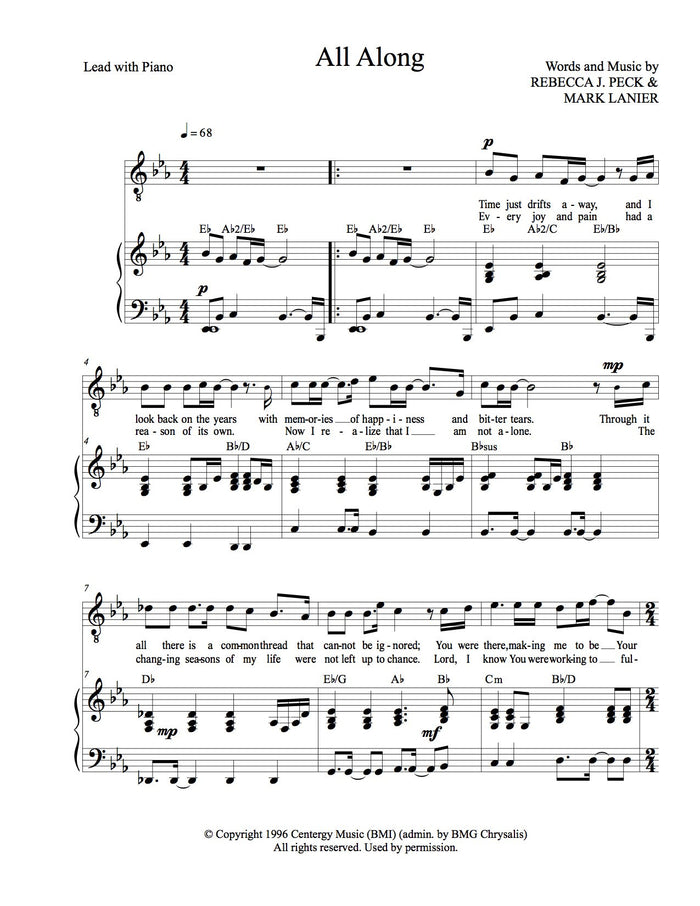 All Along - sheet music| Peck Music Publishing