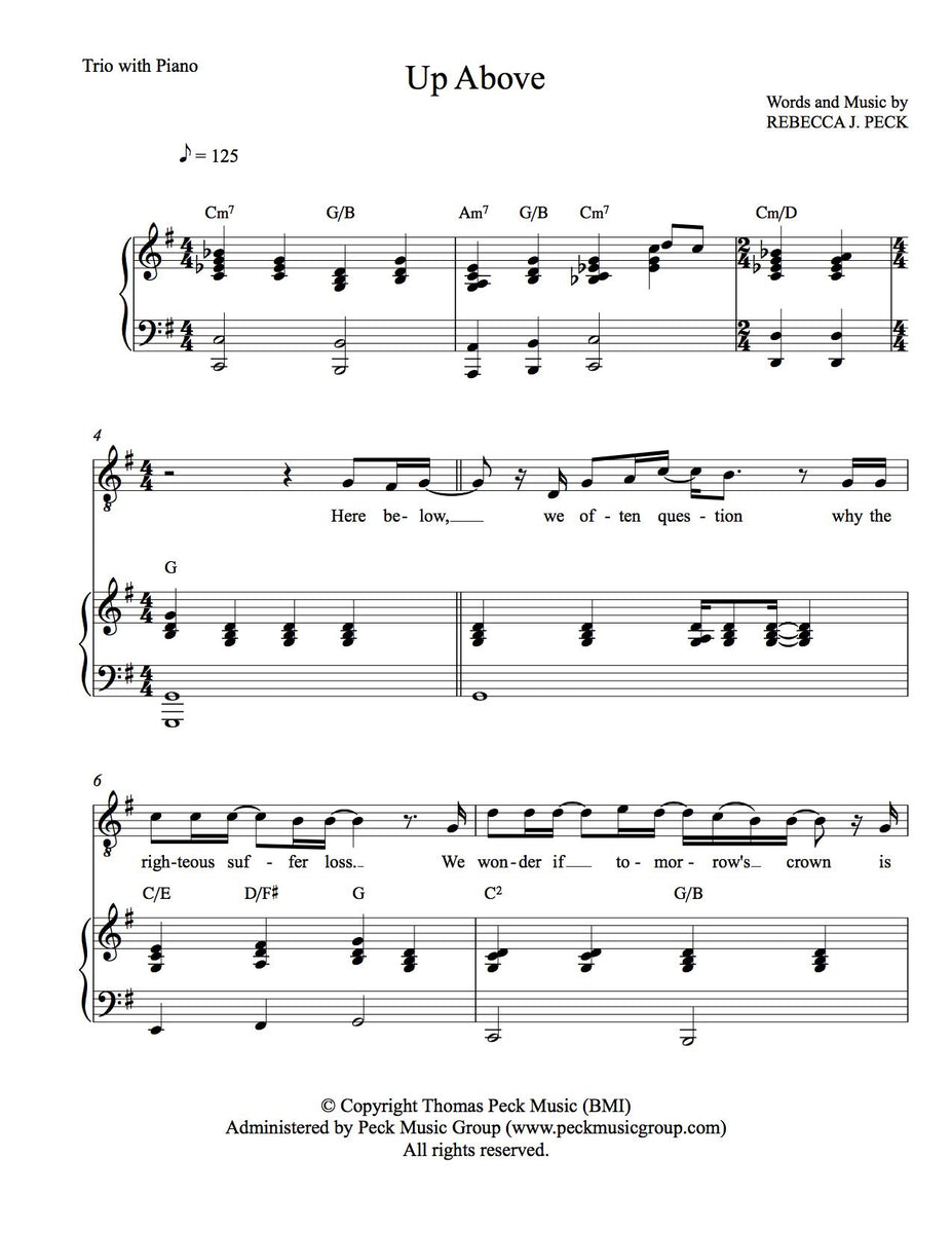 Up Above - sheet music - Digitally Delivered PDF| Peck Music Publishing