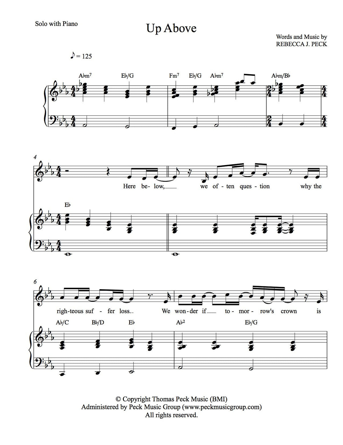 Up Above - sheet music - Digitally Delivered PDF| Peck Music Publishing