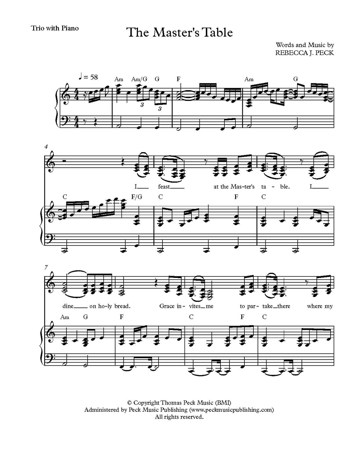 The Master's Table sheet music download Booth Brothers| Peck Music ...